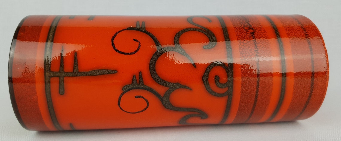 Vintage FLORA GOUDA HOLLAND Ceramic Orange Vase With Tokio Decor 933 ...