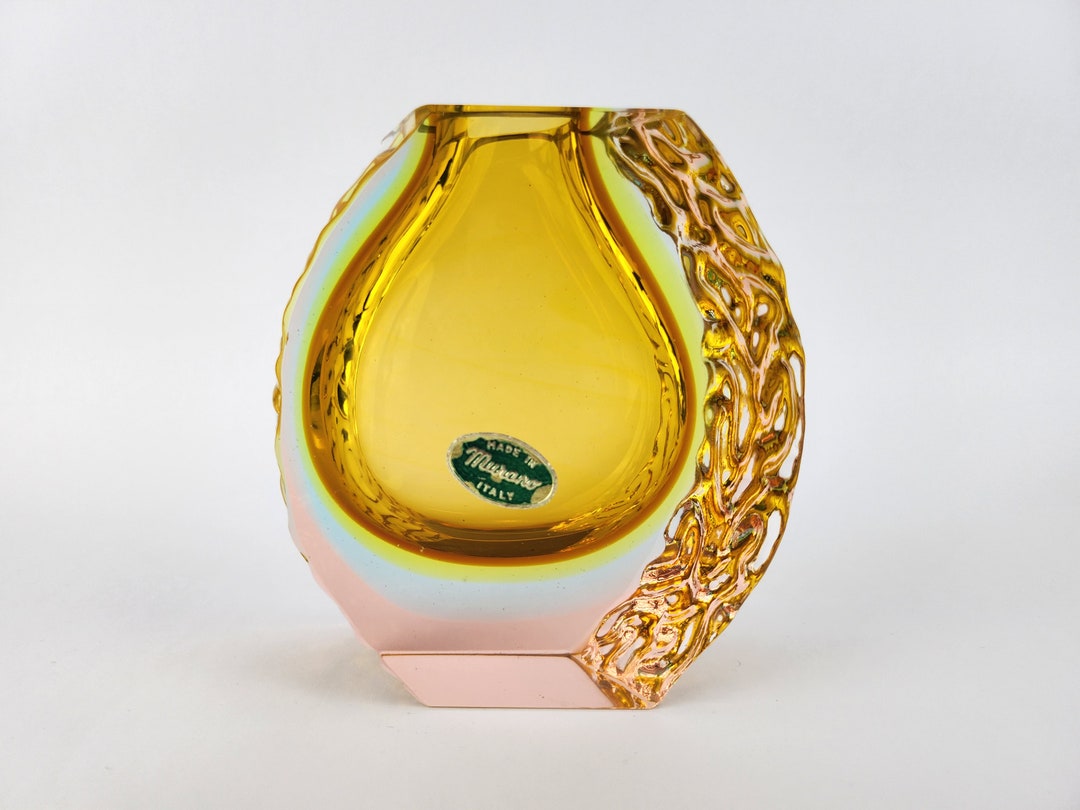Stunning Vintage MURANO SOMMERSO GLASS Multi Colored Yellow - Etsy