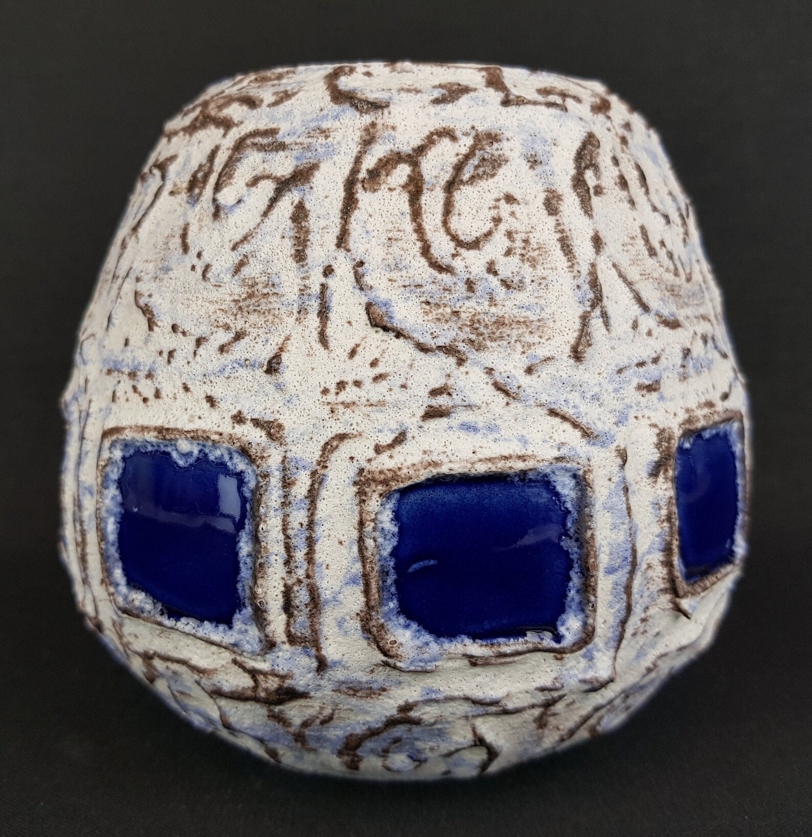 Vintage SCHLOSSBERG KERAMIK Vase With Blue "saphir" Decor 259-14 West ...
