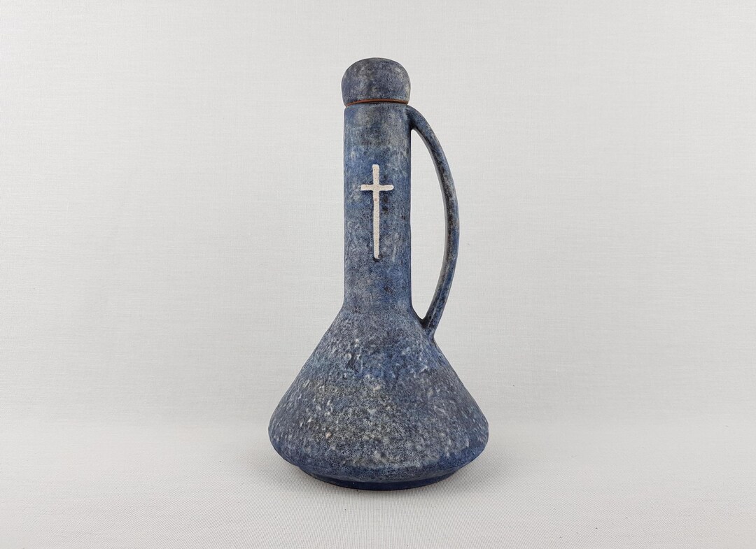 Vintage DUTCH POTTERY Ceramic Handled Holy Water Jug With Crucifix 366 ...