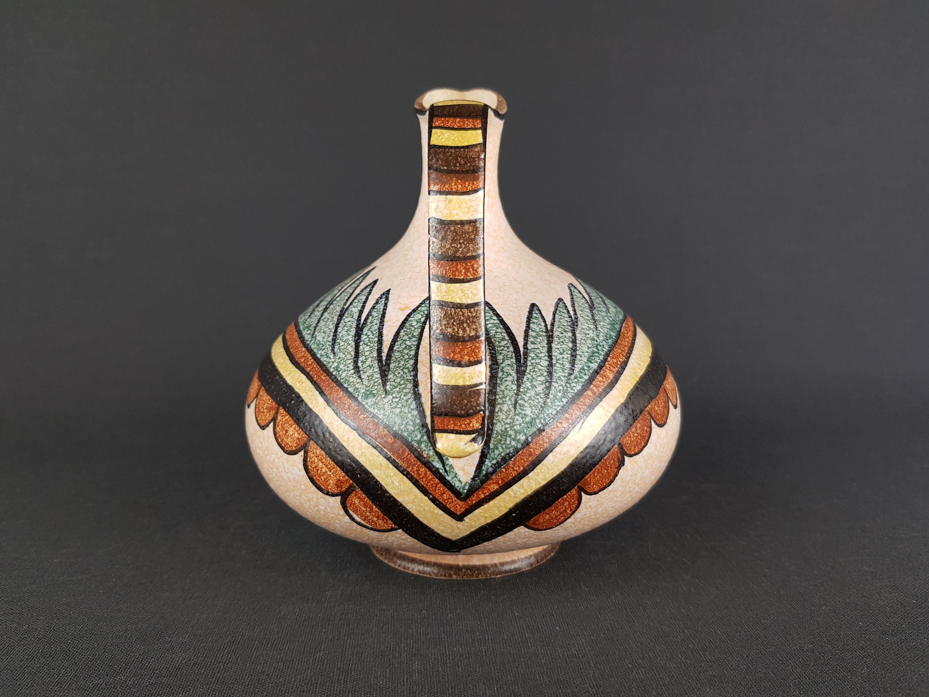 Vintage UBELACKER (U-KERAMIK) Hand Painted Pitcher Vase "diana" Decor ...