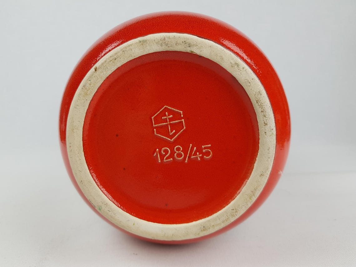 Vintage STEULER KERAMIK Red Floor Vase 128-45 West German Pottery 1960s ...