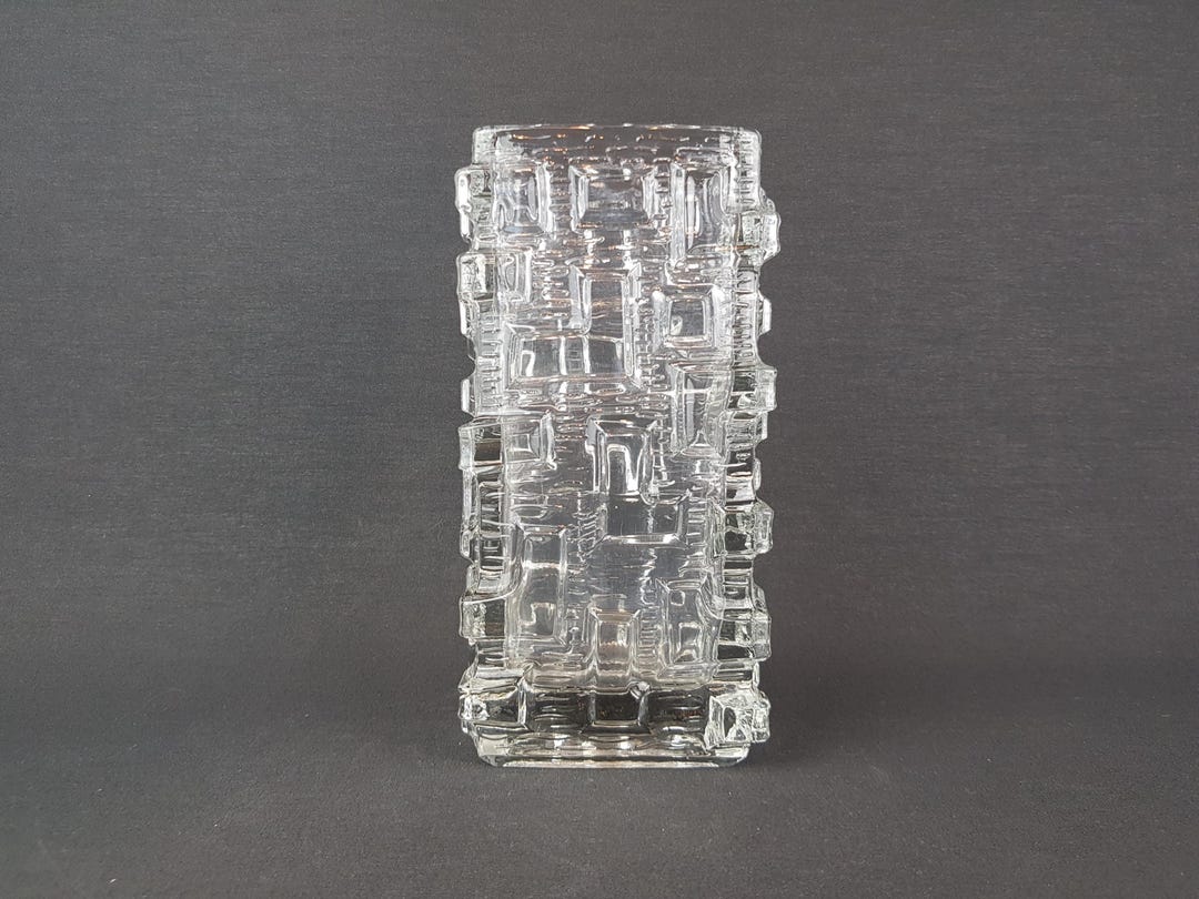 Vintage CZECH ROSICE GLASS Vase With Maze Design by Jiri Brabec Sklo ...