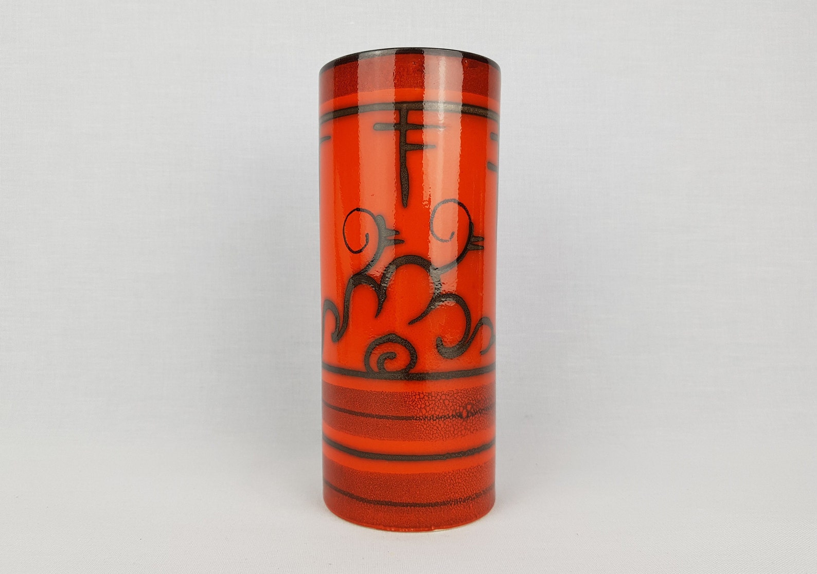 Vintage FLORA GOUDA HOLLAND Ceramic Orange Vase With Tokio Decor 933 ...