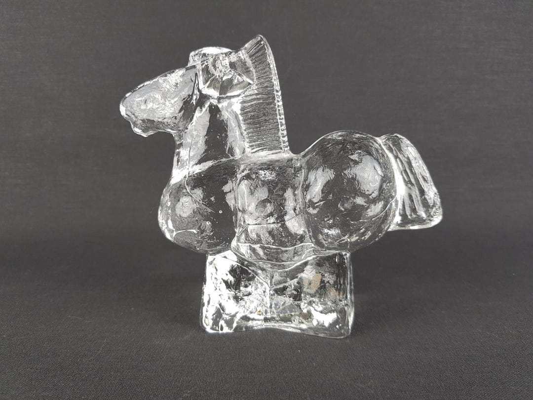 Vintage PUKEBERG Swedish Glass Horse Paperweight - Designed by Stig A ...
