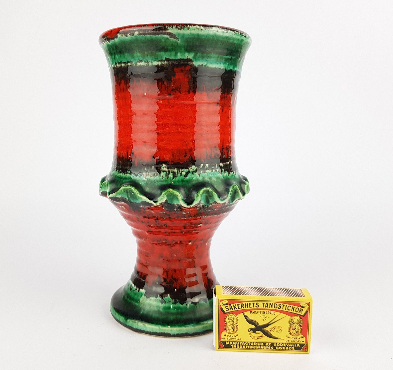 Vintage Red and Green JASBA KERAMIK Fat Lava Chalice West - Etsy