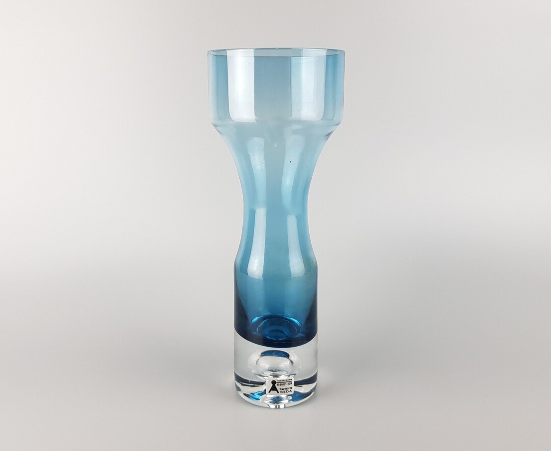 Vintage ASEDA GLASS Blue Design Vase by Bo Borgstrom From Sweden ...
