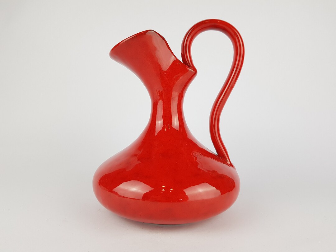 Vintage Elegant ALLA MODA Red Pitcher Vase Italian Pottery 1960s 1970s ...