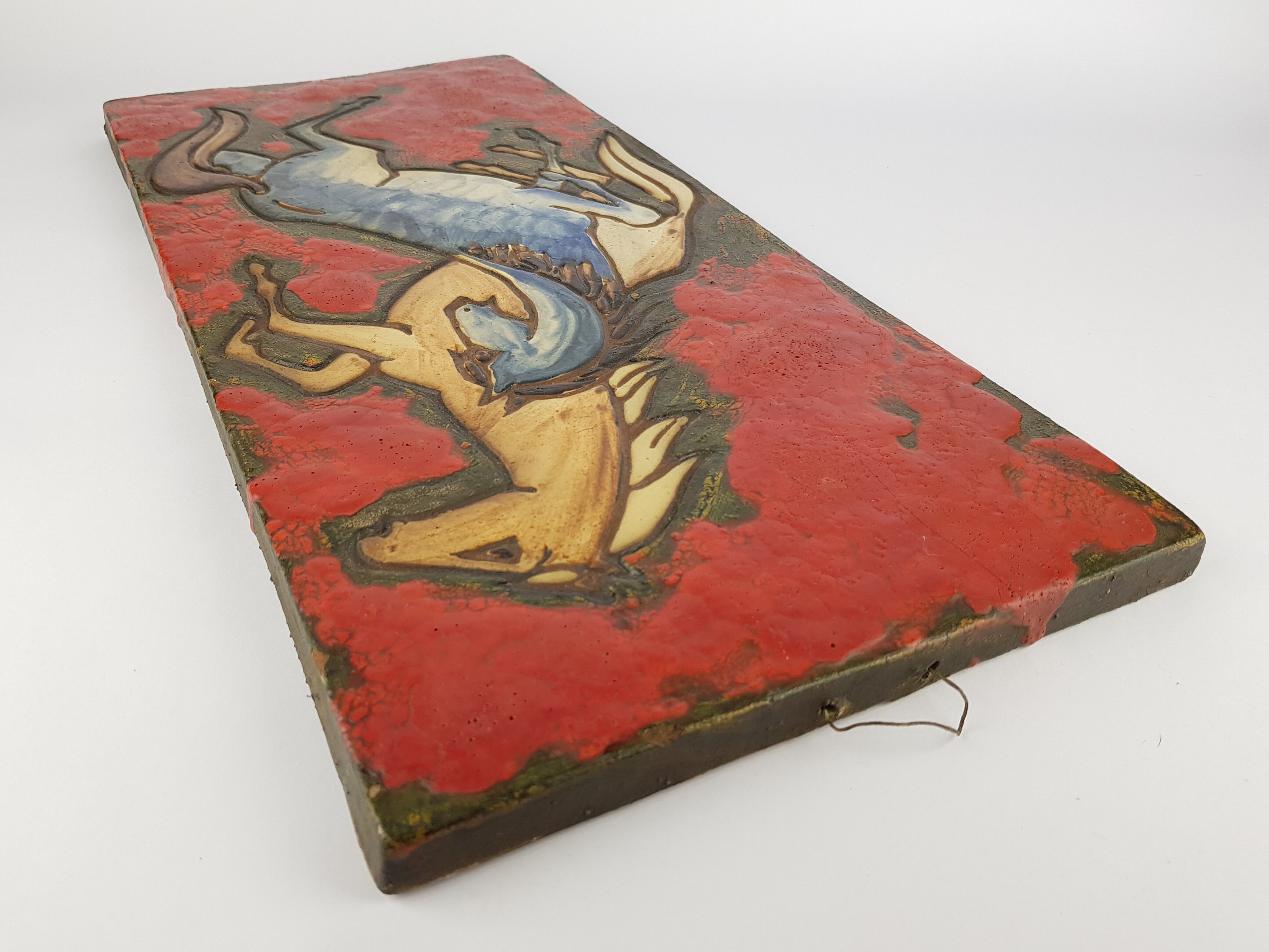 Rare Vintage Red RUSCHA KERAMIK Fat Lava Wall Plate With Horses Decor ...