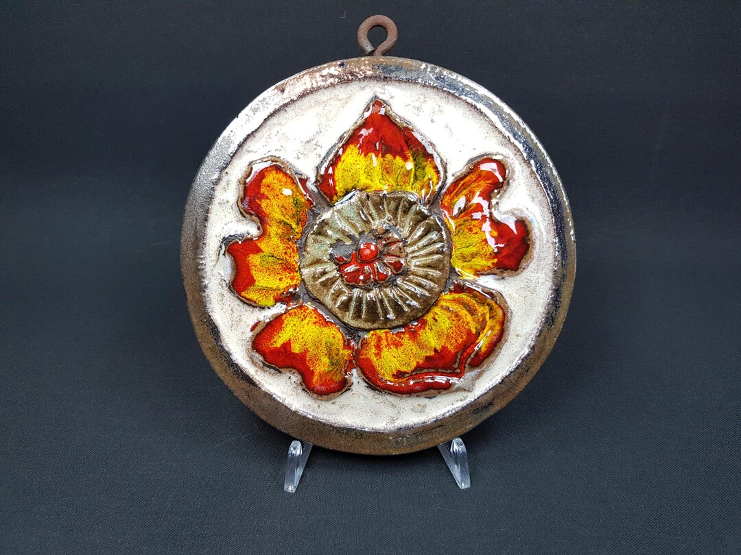 Vintage RUSCHA KERAMIK Wall Plaque Roundel With Floral Decor West ...