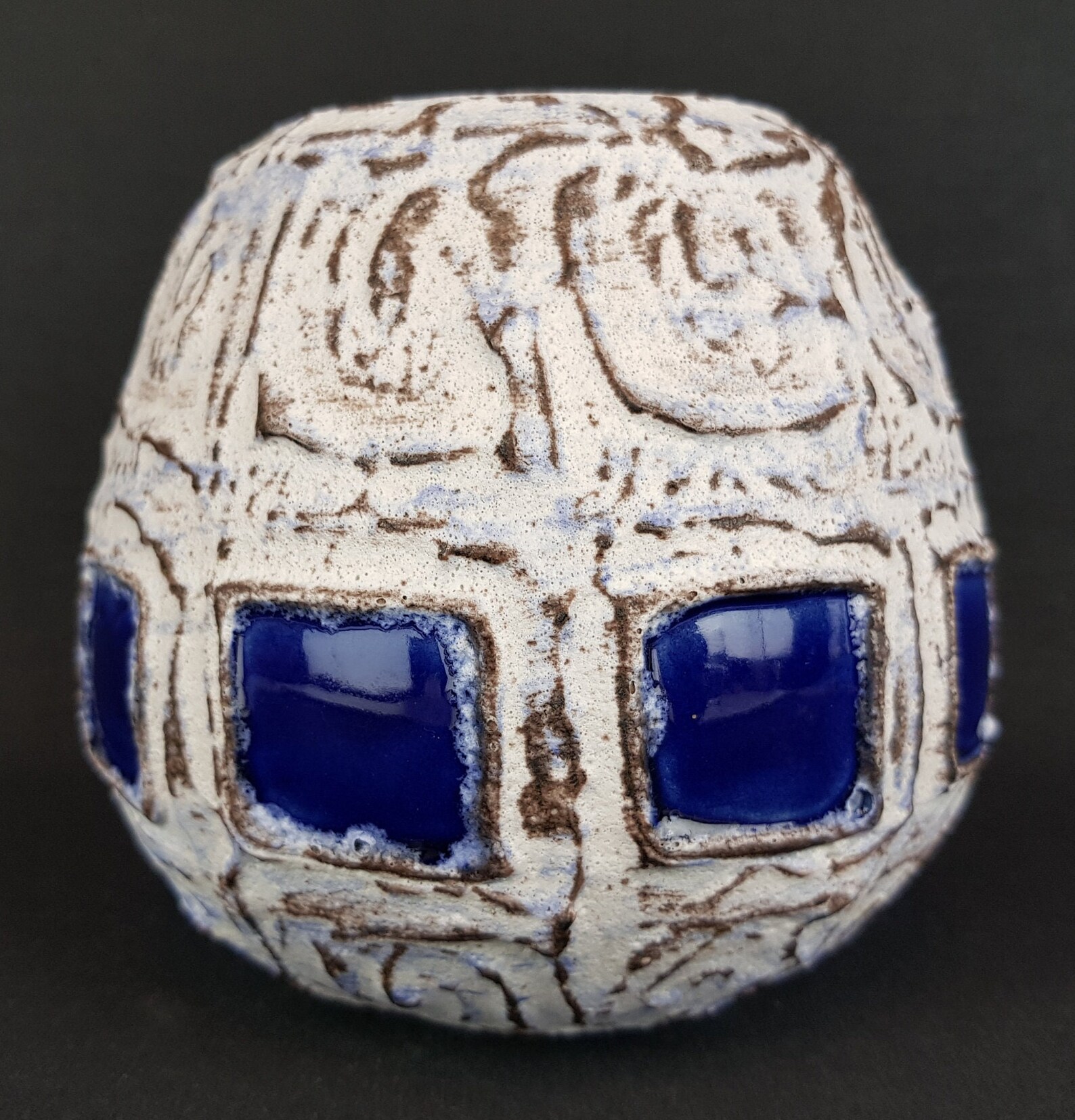 Vintage SCHLOSSBERG KERAMIK Vase With Blue "saphir" Decor 259-14 West ...