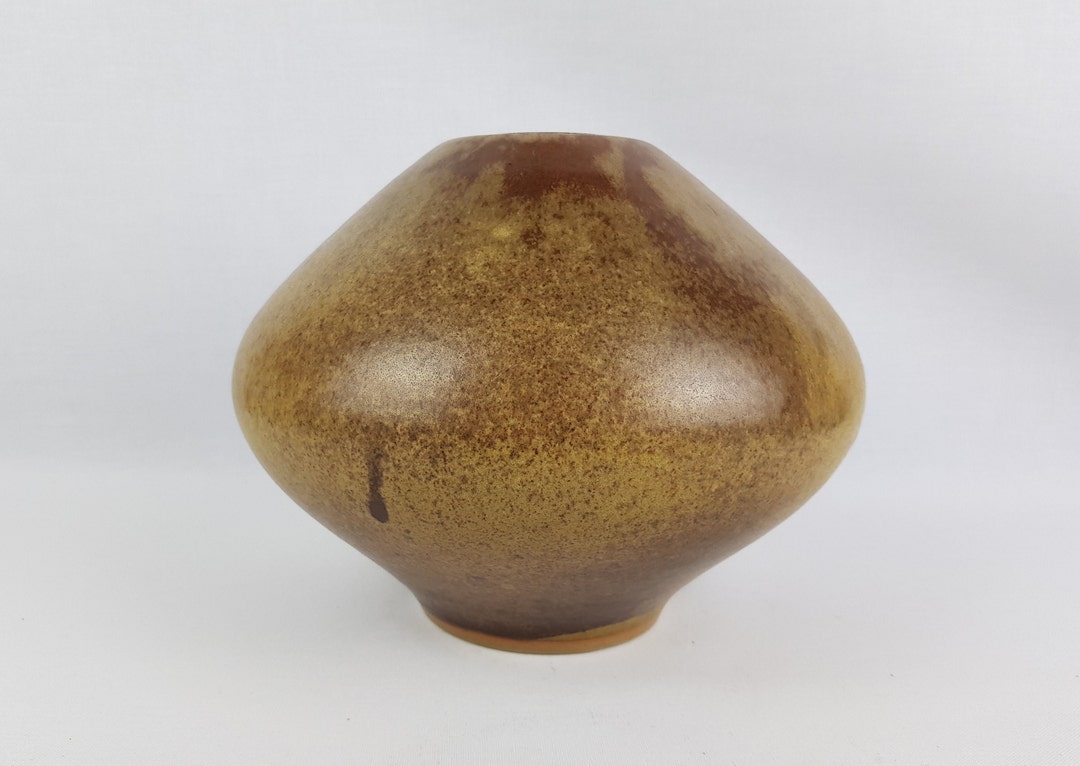 Vintage Studio Art Pottery Vase by Fritz Vehring – UFO Shape – Brown ...