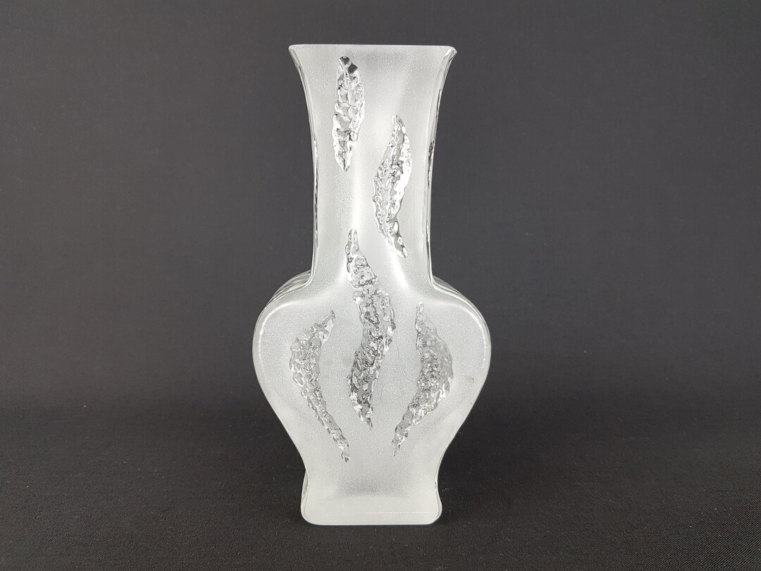Vintage INGRID GLASHUTTE Klarglas Vase von Kurt Wokan West Germany ...