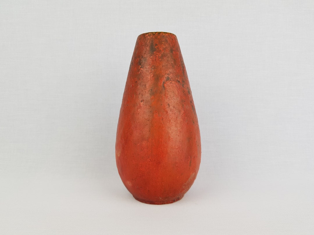 Vintage RUSCHA KERAMIK Vase With VULKANO Decor by Kurt Tschorner 886-2 ...