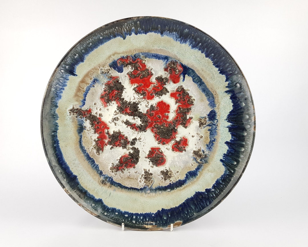 Vintage GLIT ICELAND Red Blue and Beige Fat Lava Crater Glaze Wall ...