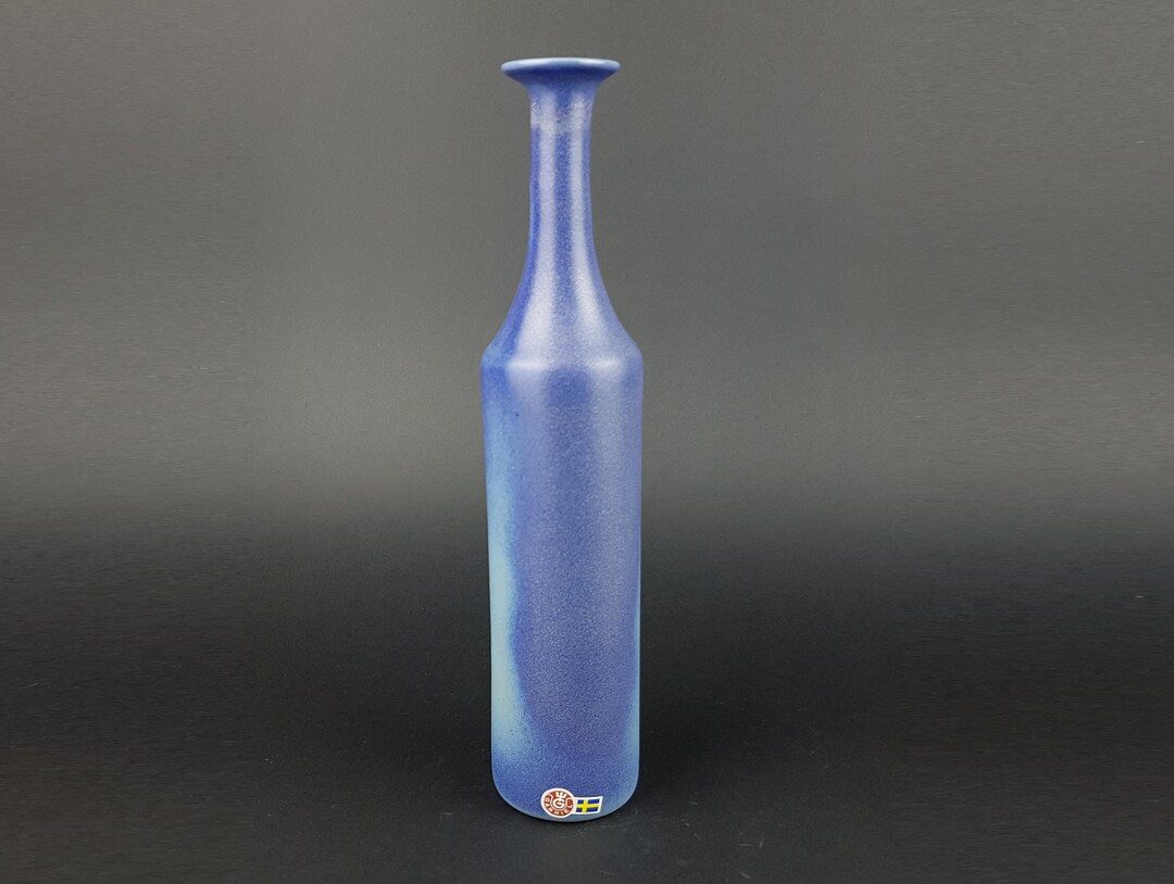 Vintage GABRIEL SWEDEN POTTERY Matte Blue Scandinavian Art Vase 1960s ...