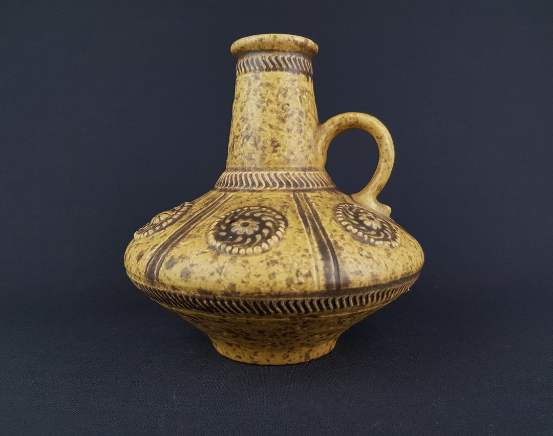Vintage Yellow JASBA KERAMIK Relief Vase 1648 20 West German Pottery ...