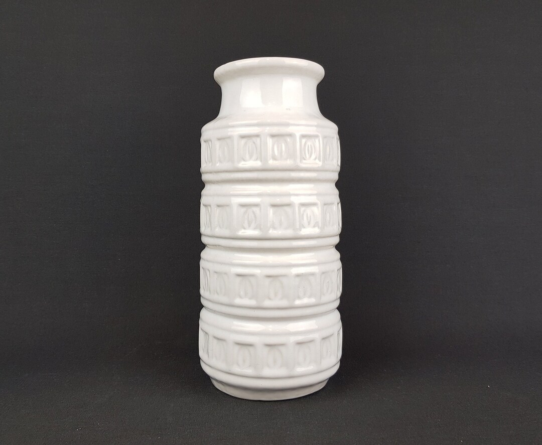 Vintage SCHEURICH KERAMIK White Vase With Inka Decor 268 23 West German ...