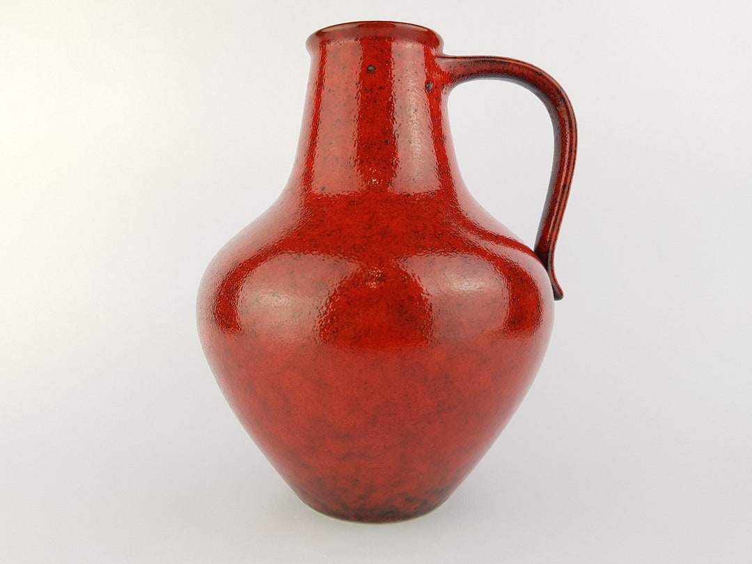Vintage DÜMLER & BREIDEN Keramik Glossy Red 313-25 Fat Lava Vase 1970s ...