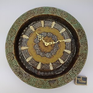 1980s Vintage Green STUDIO ART POTTERY Ceramic Clock West German ...