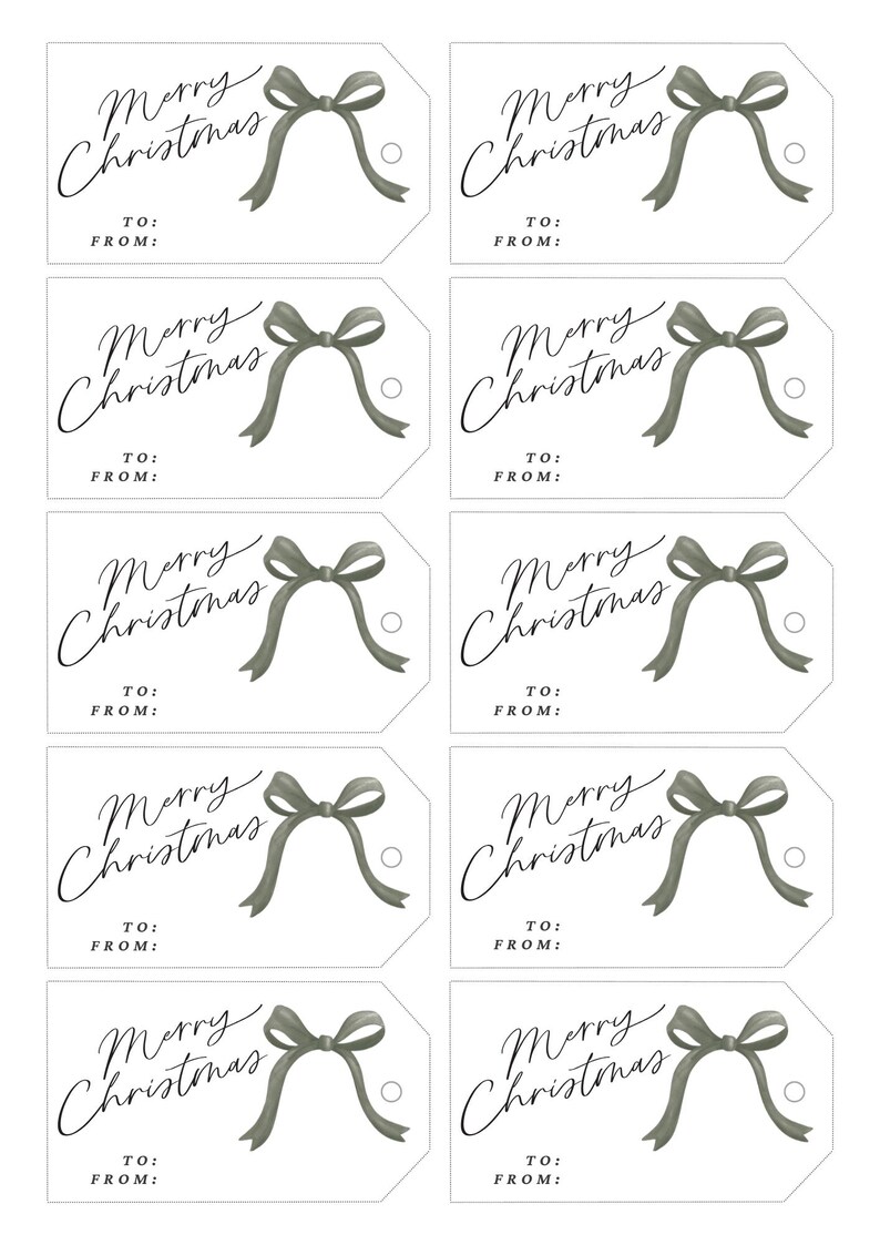Red Bow Christmas Gift Tags - Printable Holiday Tags (instant Download ...