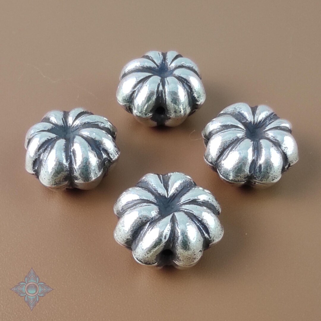 Karen Hill Tribe Silver Pumpkin Coin Beads 18mm (2 Beads) | KBA119 - Etsy