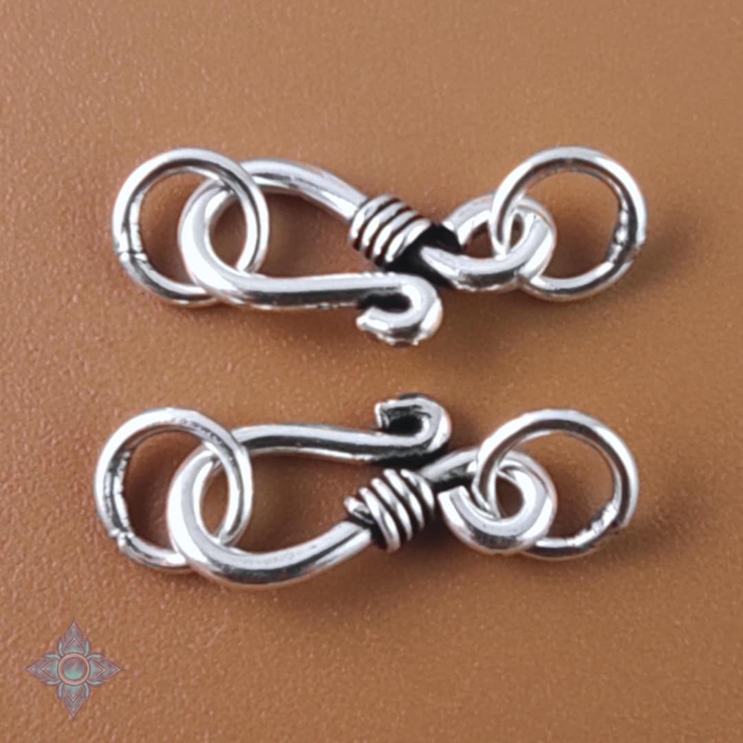 4 of 925 Sterling Silver Hook & Eye Clasps With Wrapped Wire Design ...