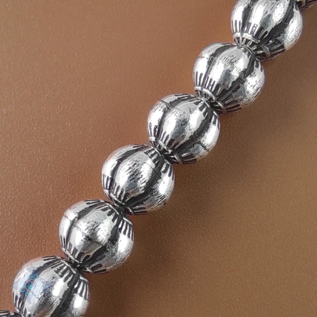 4 of Karen Hill Tribe Silver Oxidized Melon Rondelle Beads 8x9mm KBB286 ...
