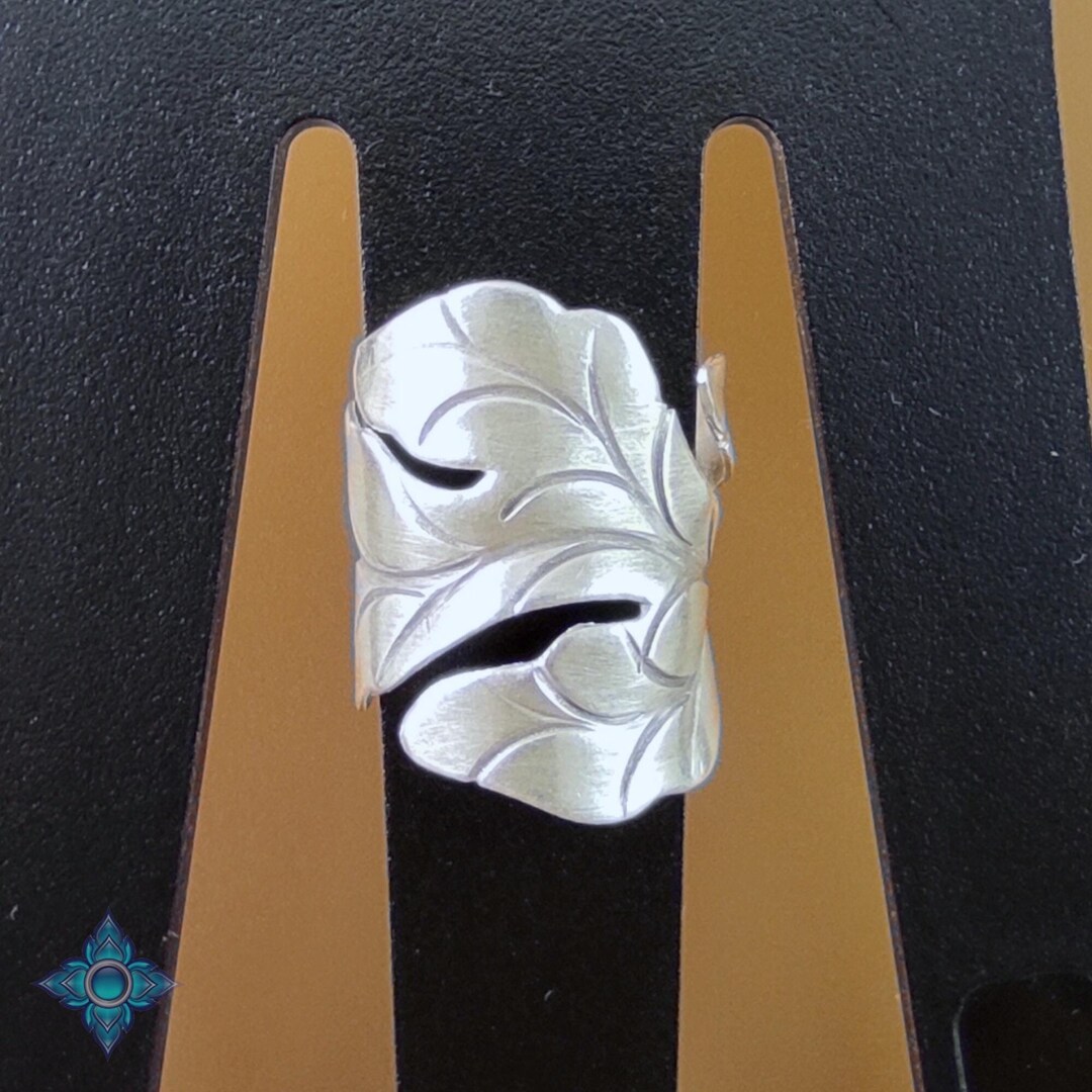 1 of Karen Hill Tribe Silver Leaf Pattern Wide Adjustable Ring | KRB114 - Etsy