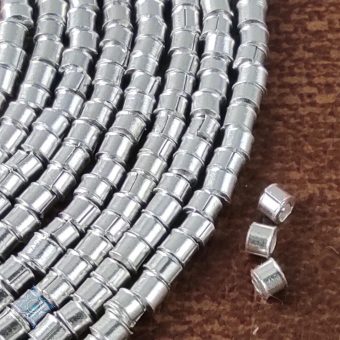Karen Hill Tribe Silver Tube Beads: Shiny & Short Tubular, 2x2mm (80 ...