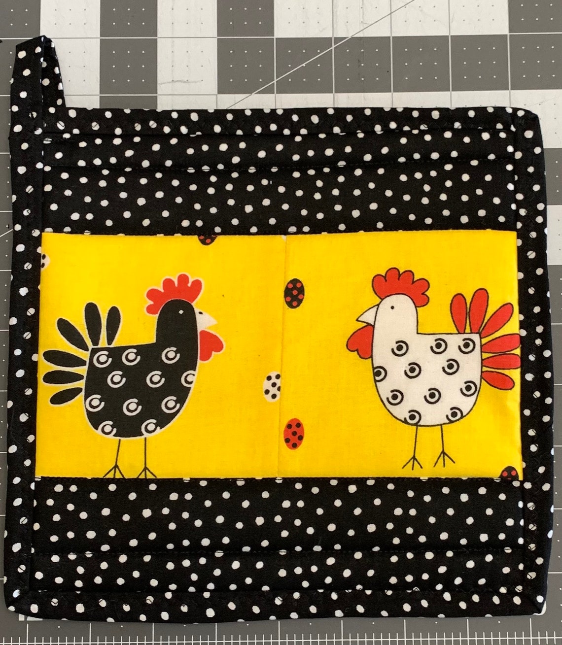 Handmade Quilted Rooster, Chicken Potholders, Premium Quilting Fabric ...