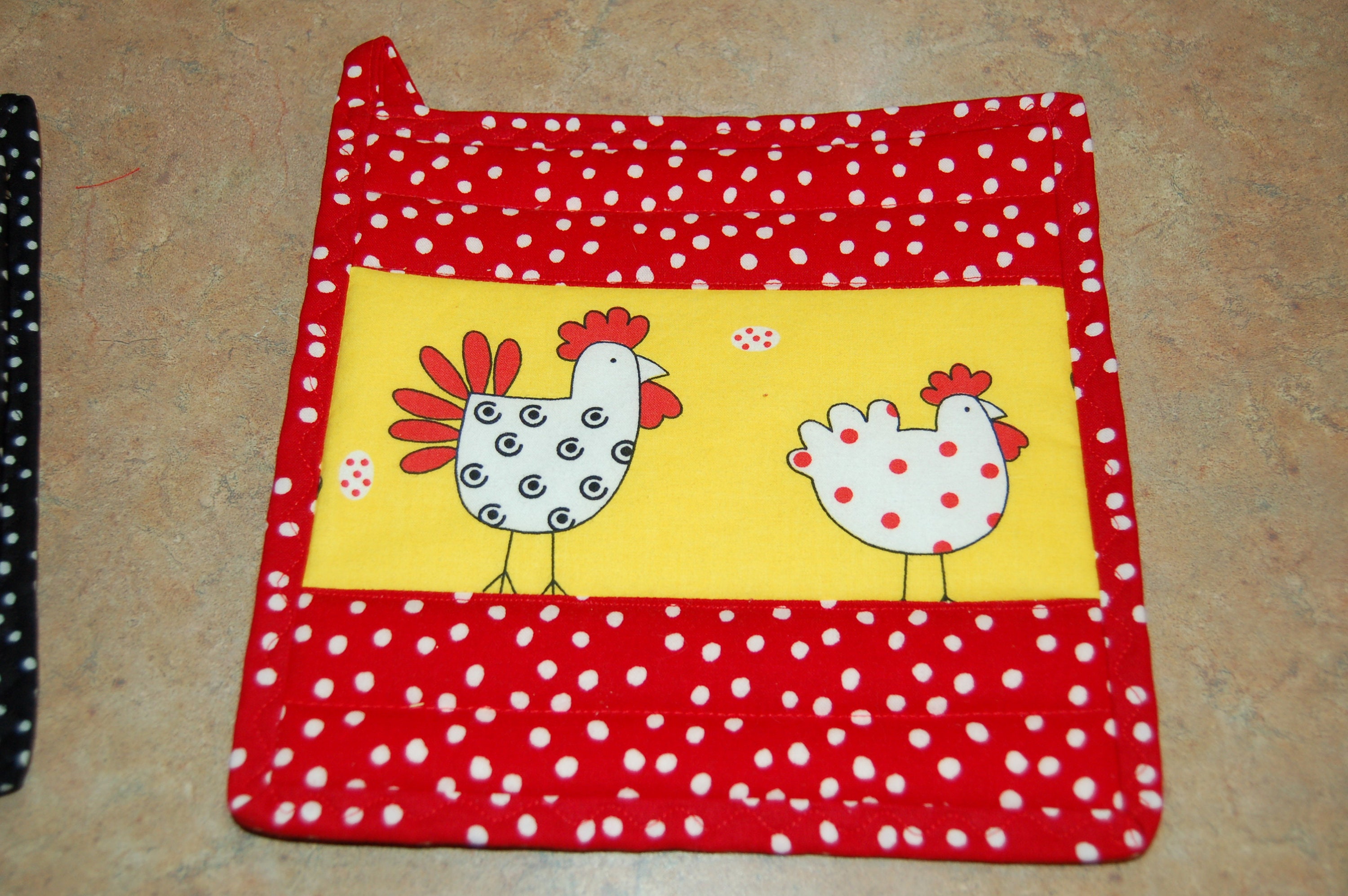 Handmade Quilted Rooster Chicken Potholders Set of Two - Etsy