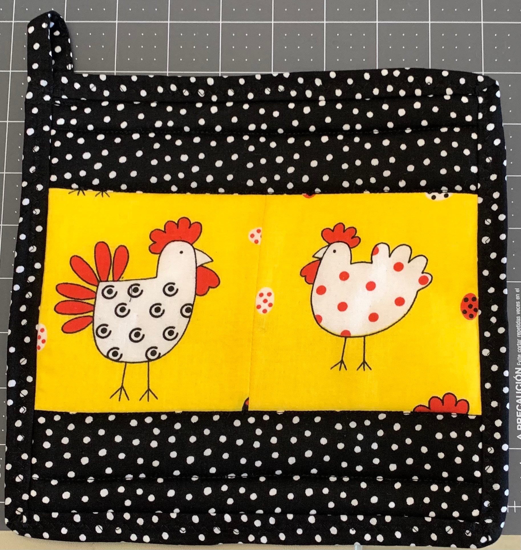 Handmade Quilted Rooster, Chicken Potholders, Premium Quilting Fabric ...