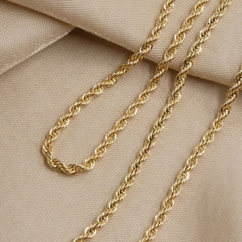 Thick Rope Chain Gold Necklace 18K Gold Filled Layering - Etsy
