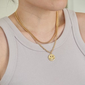 Smiley Face Necklace, 18K Gold Filled, Gold Smile Face Necklace, Gold ...
