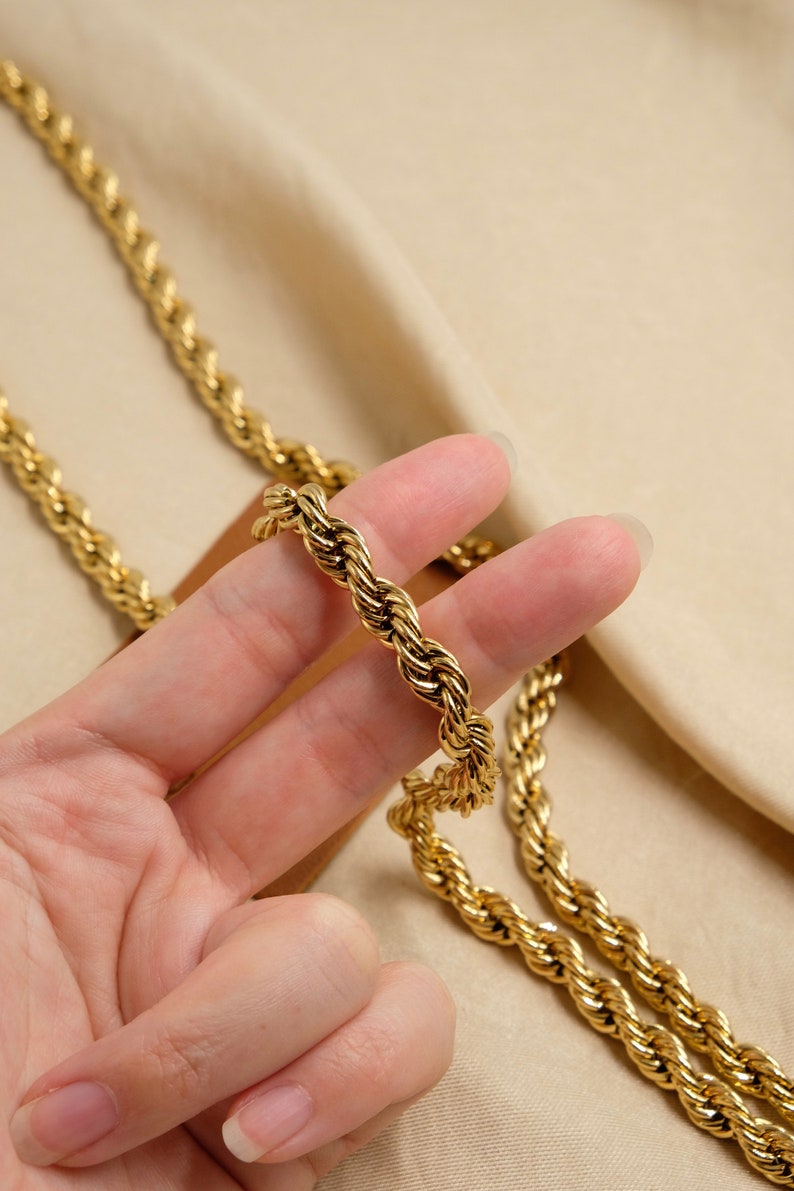 Thick Rope Chain Gold Necklace 18K Gold Filled Layering - Etsy