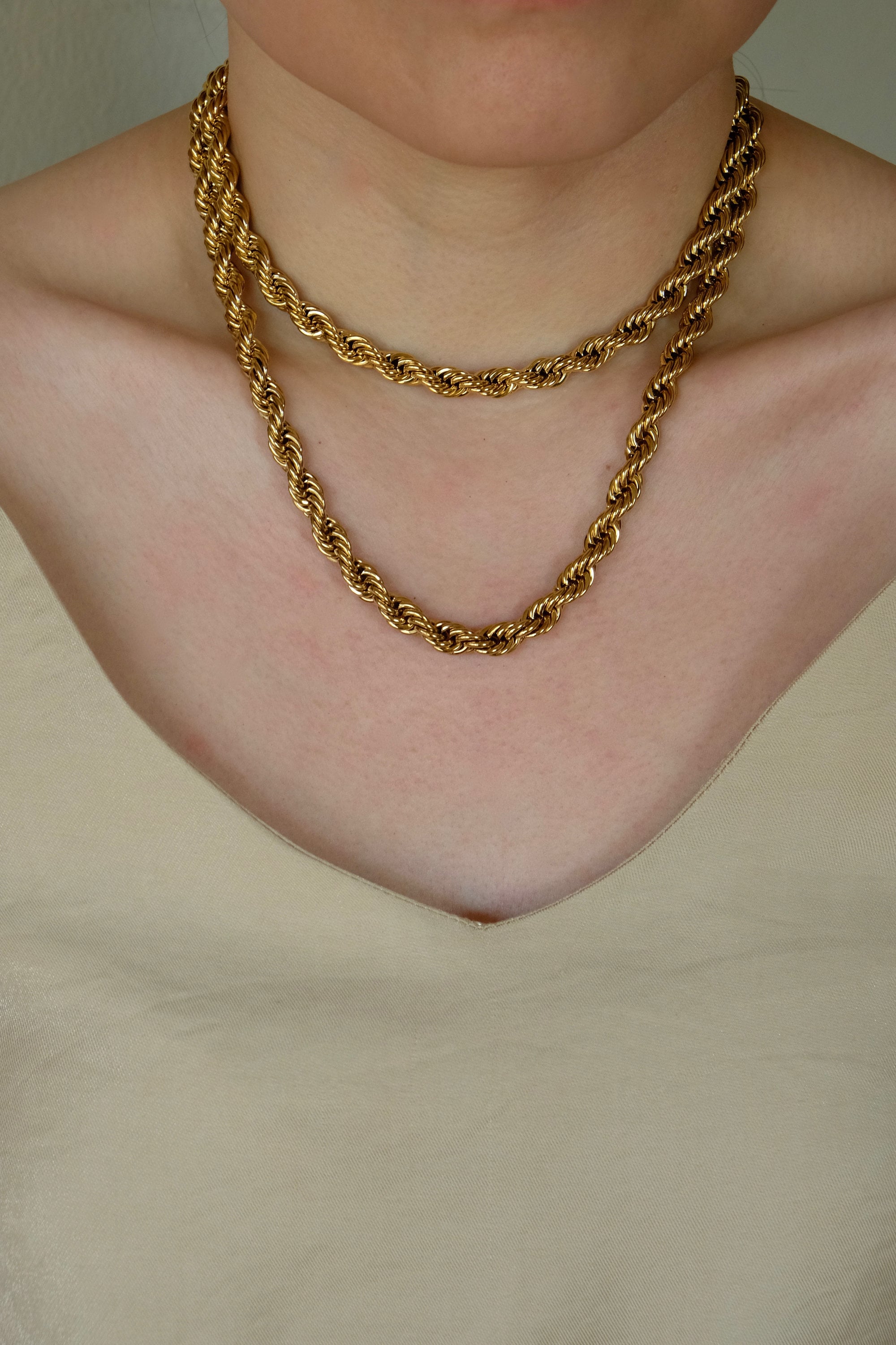 Thick Rope Chain Gold Necklace 18K Gold Filled Layering - Etsy