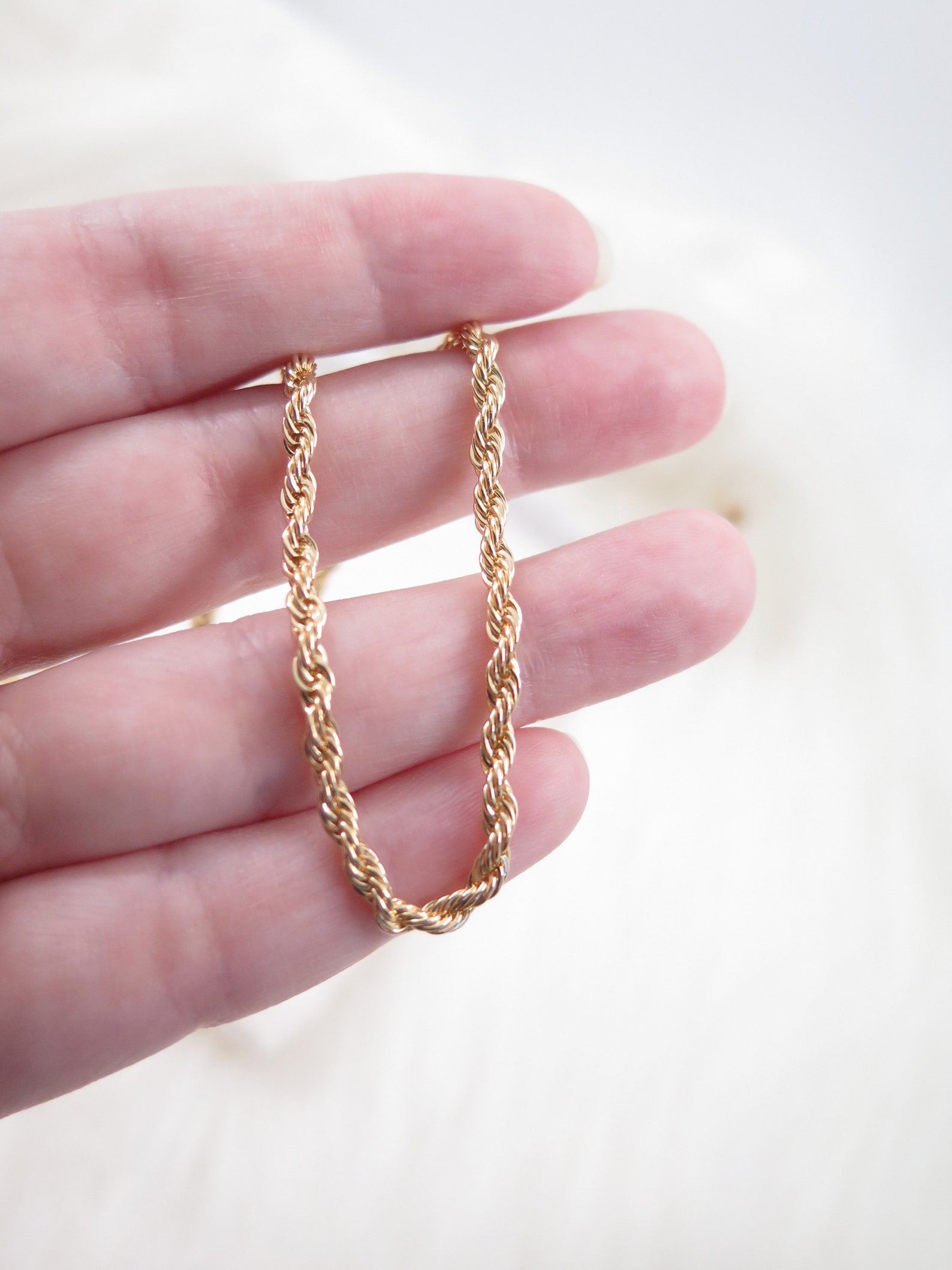Rope Chain Gold Necklace 18K Gold Filled Layering Necklace | Etsy