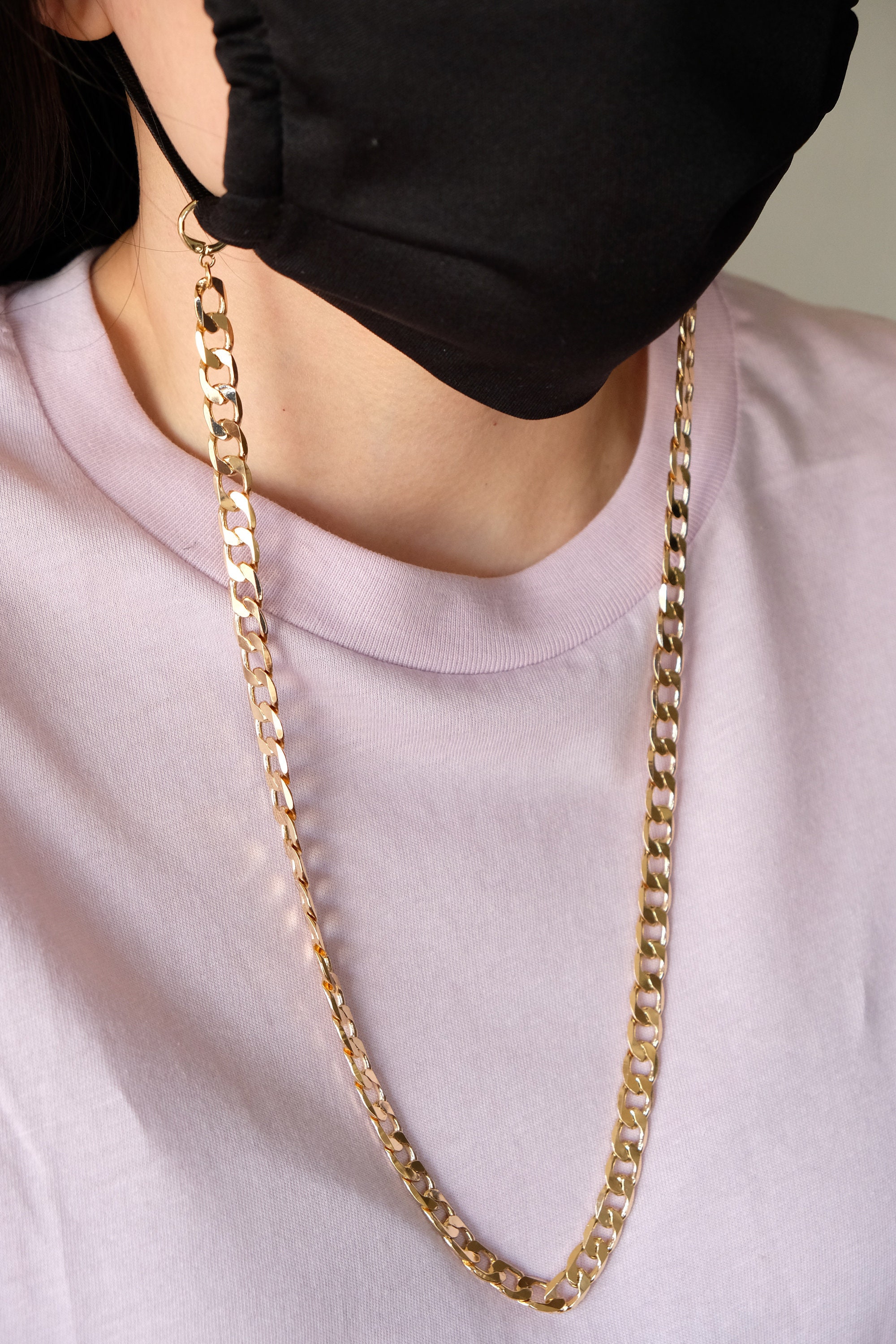 NEW Face Mask Chain, Thick Gold Necklace, Face Mask Holder, Face Mask ...