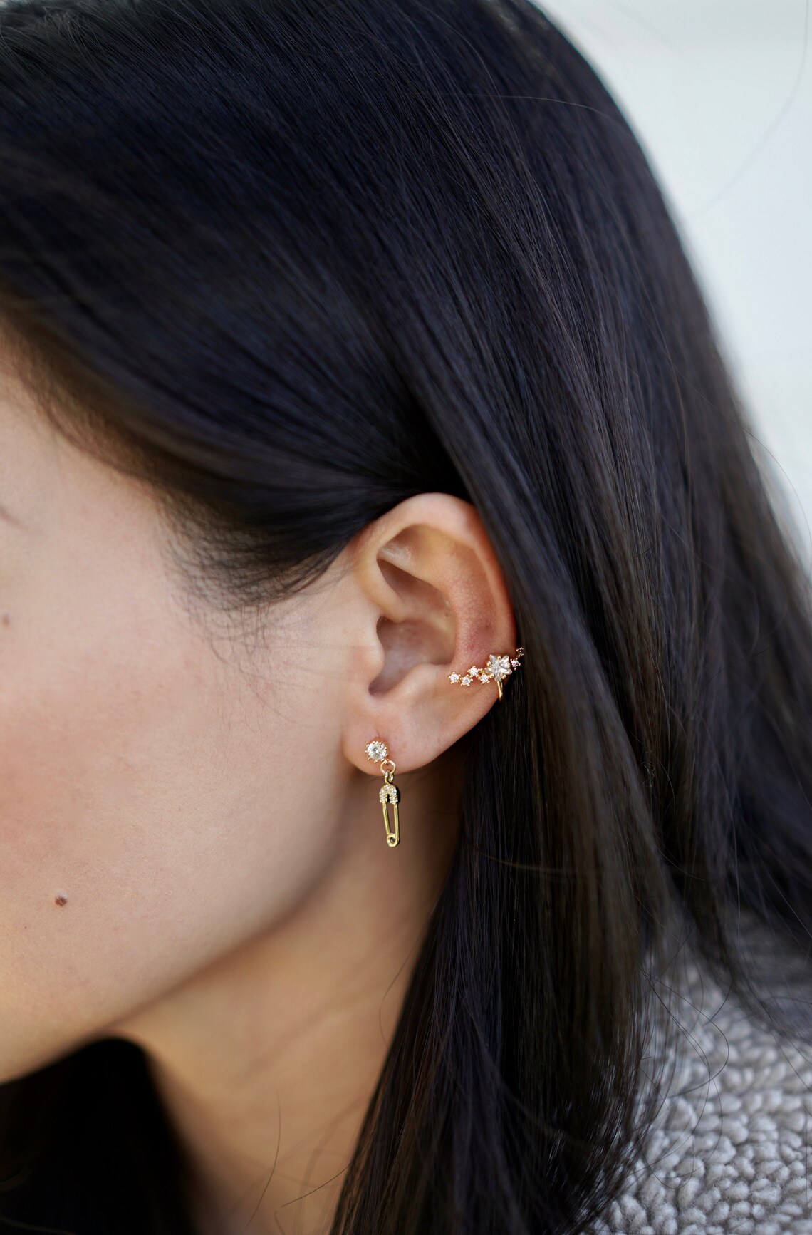 Safety Pin Earrings Sparkly safety pins Needle earrings | Etsy