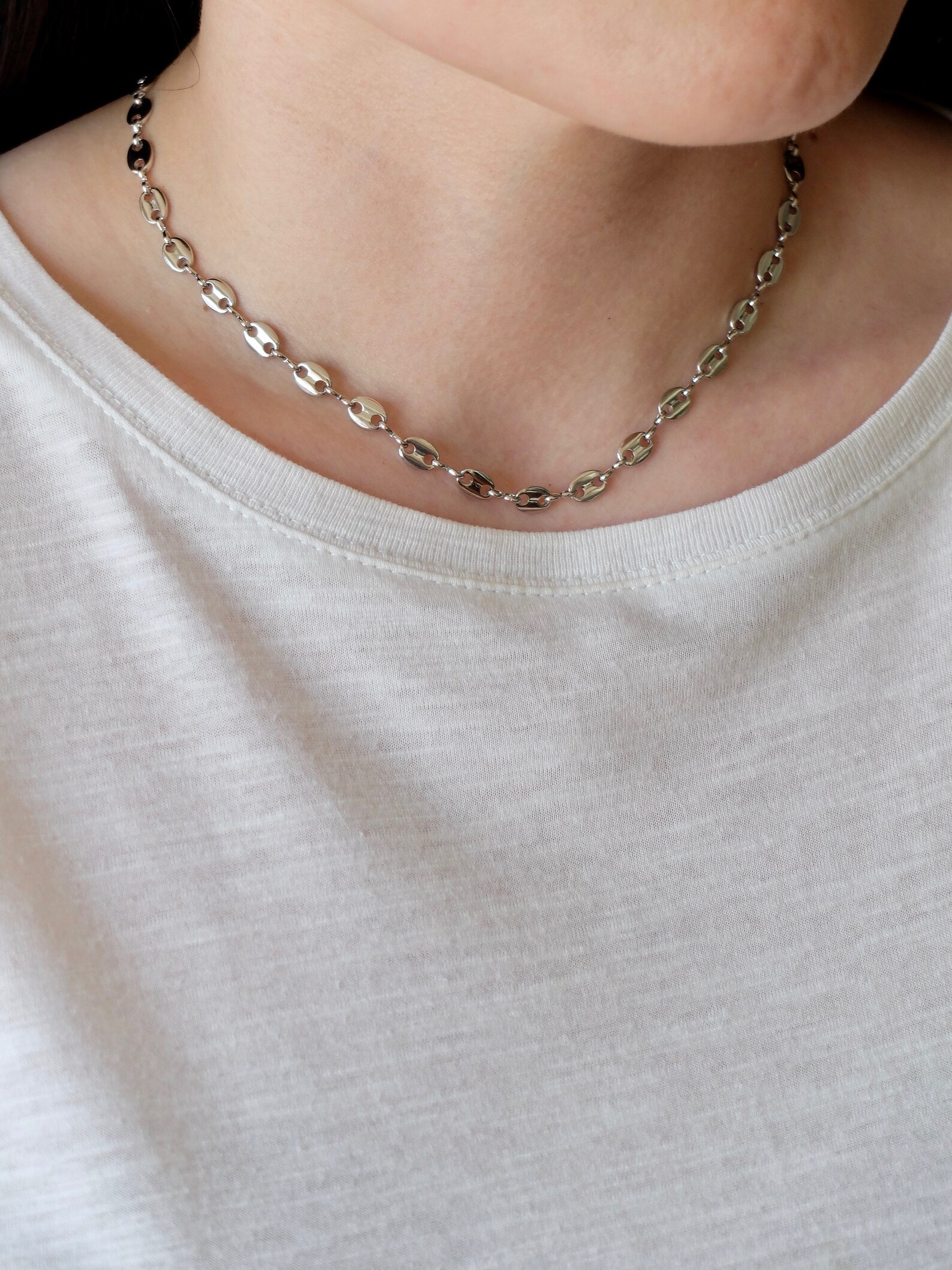 Rhodium Plated Button Chain Necklace Custom Chain Chain - Etsy