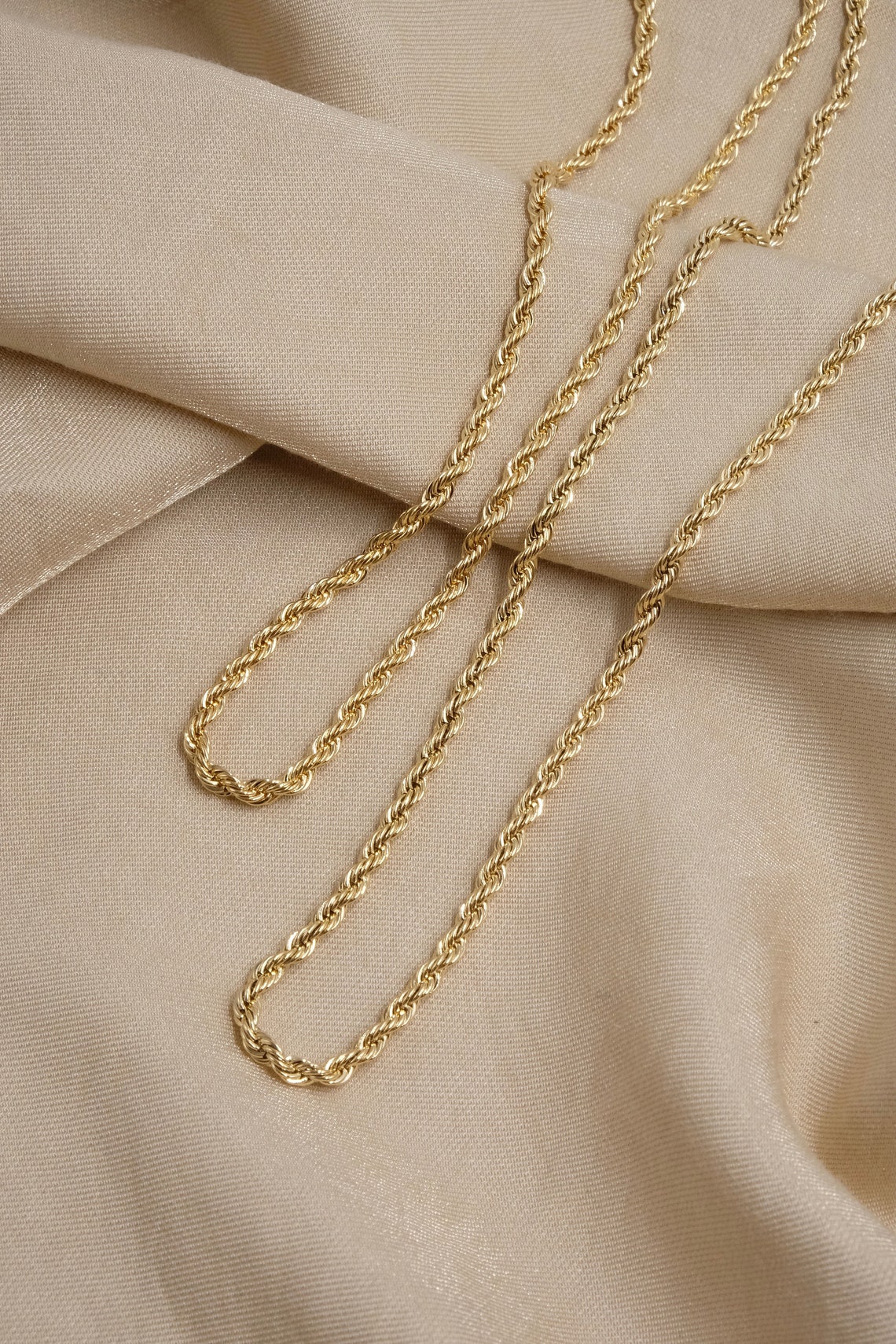 Rope Chain Gold Necklace 18K Gold Filled Layering Necklace | Etsy