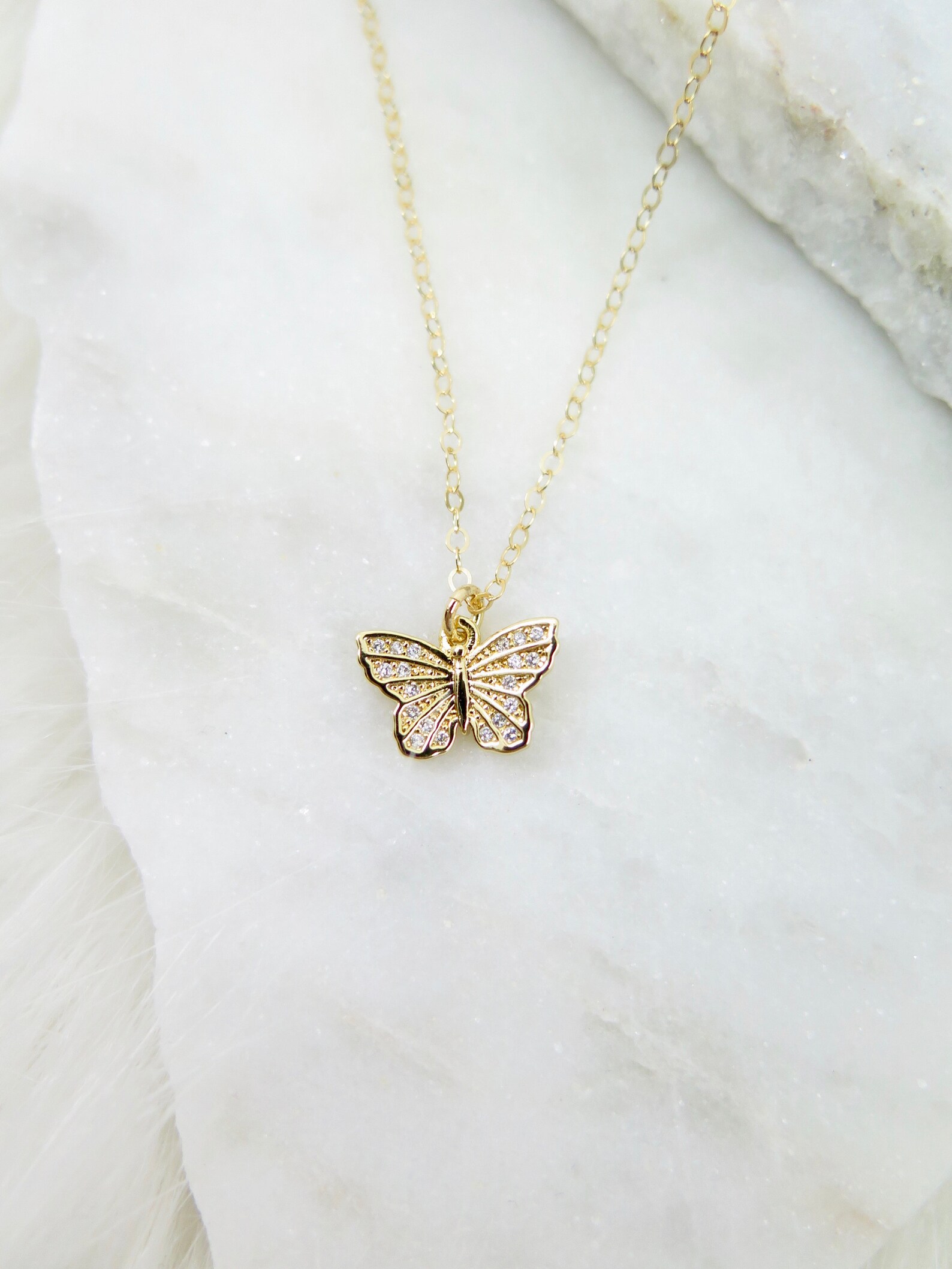 Butterfly Necklace, Simple Necklace, Dainty Necklace, Butterfly ...