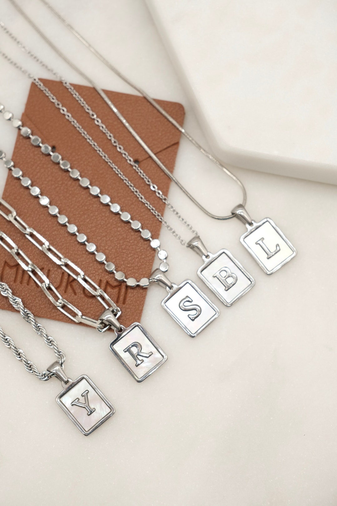 Silver Initial Necklace, Personalized Necklace, Letter Necklace ...