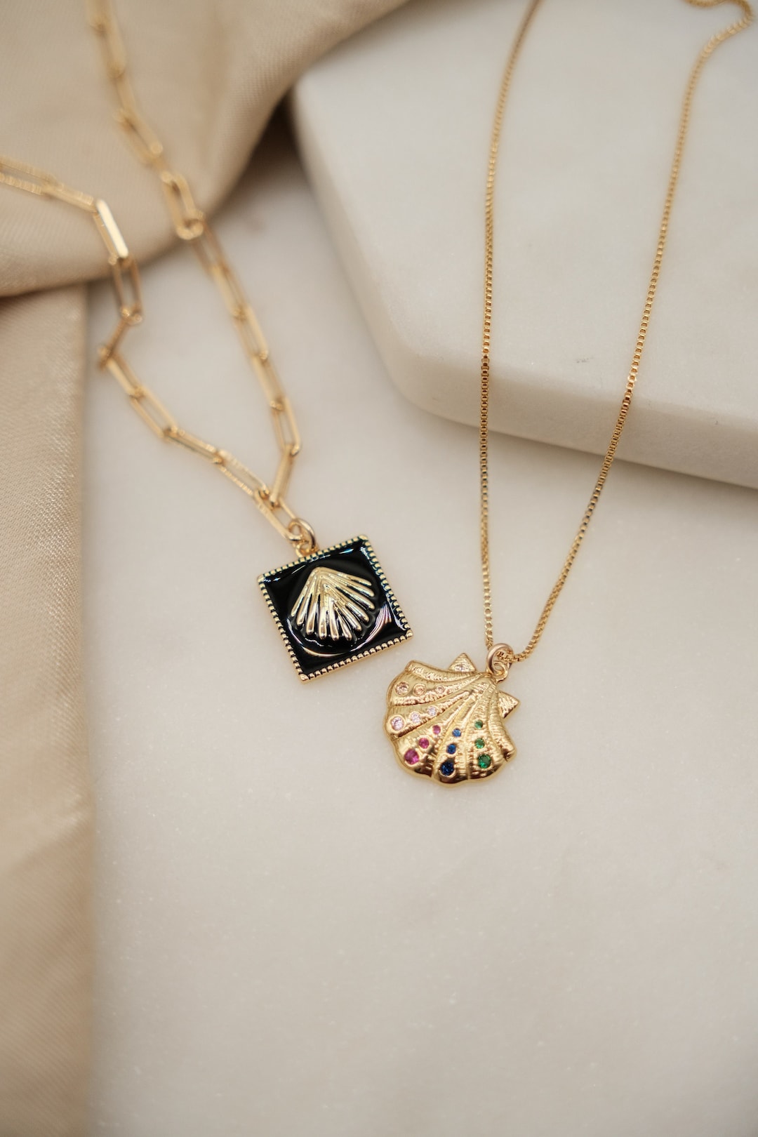 Shell Gold Necklace, Gold Shell Necklace, 18k Gold Chain Necklace, Gift ...