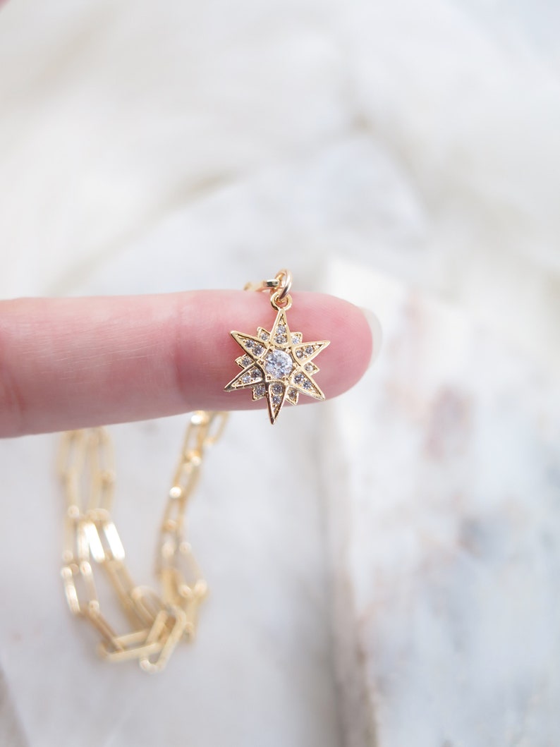 Gold Star Necklace Gold Paperclip Necklace Star Necklace | Etsy