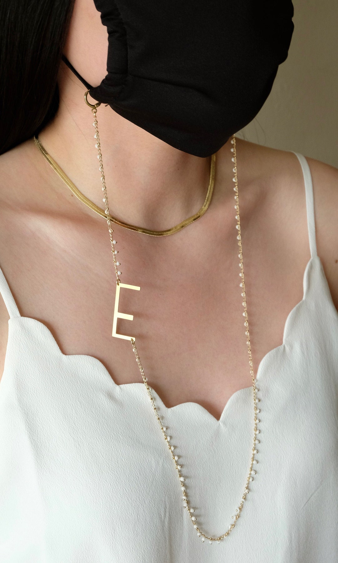 Face Mask Chain, Personalized Face Mask, Gold Chain Necklace, Face Mask ...