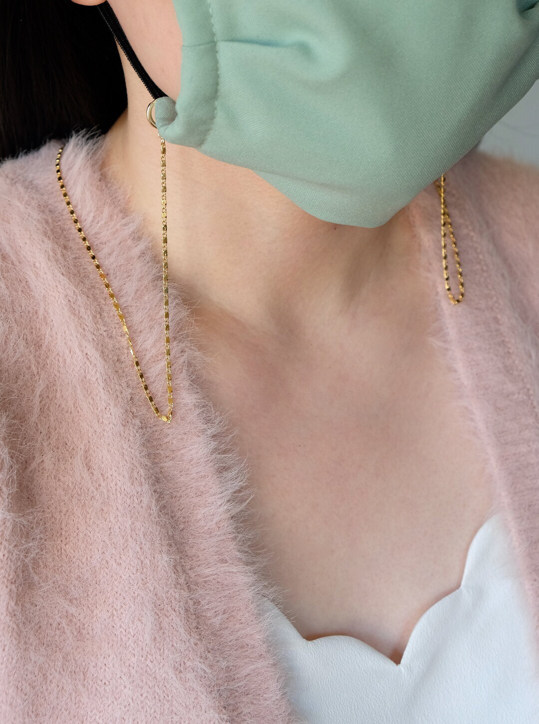 Face Mask Chain Gold Necklace, Face Mask Holder, Face Mask Chain, Gold ...