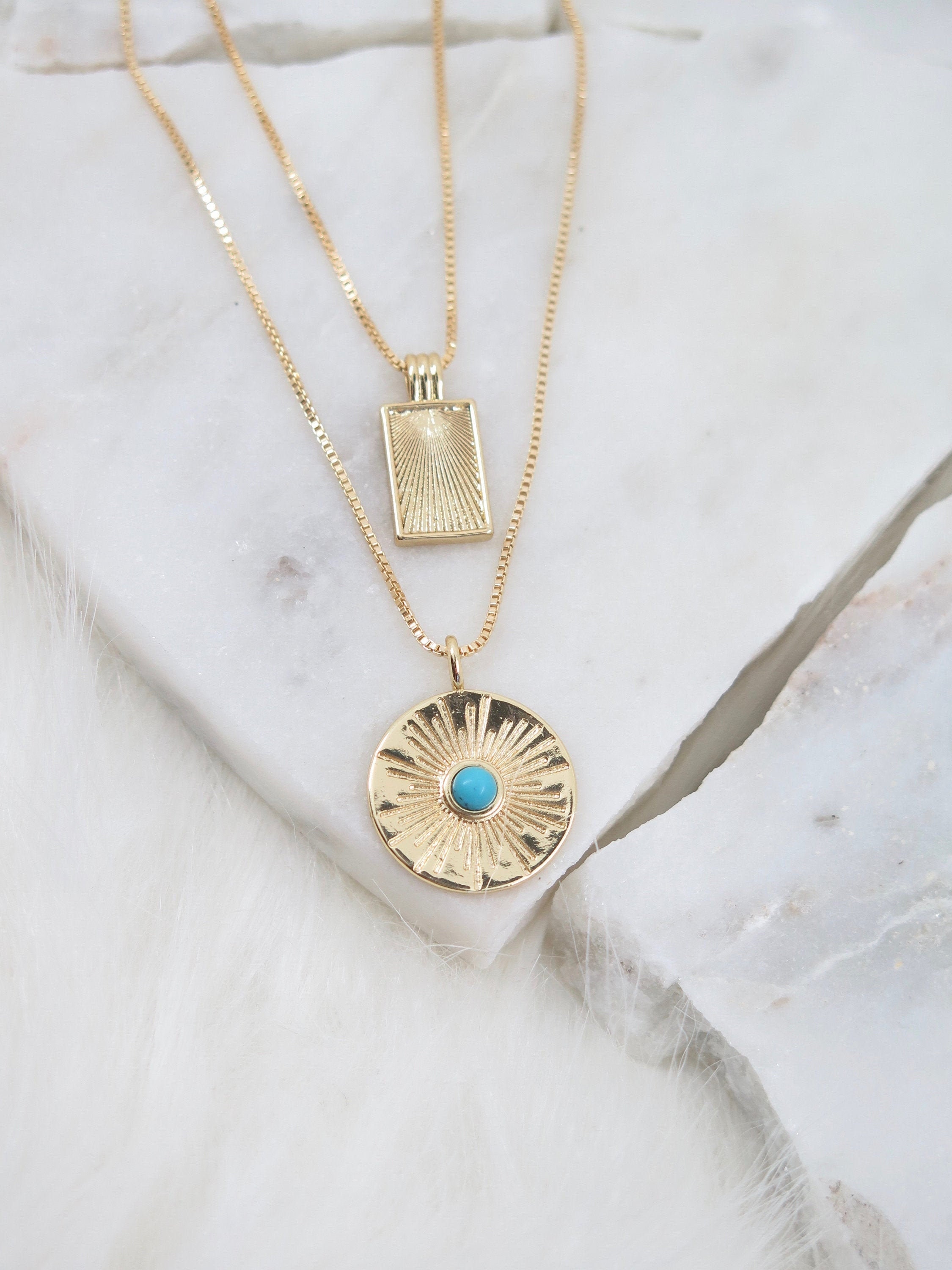 Gold Medallion Necklace Coin Dainty Chain 14K Gold Filled | Etsy