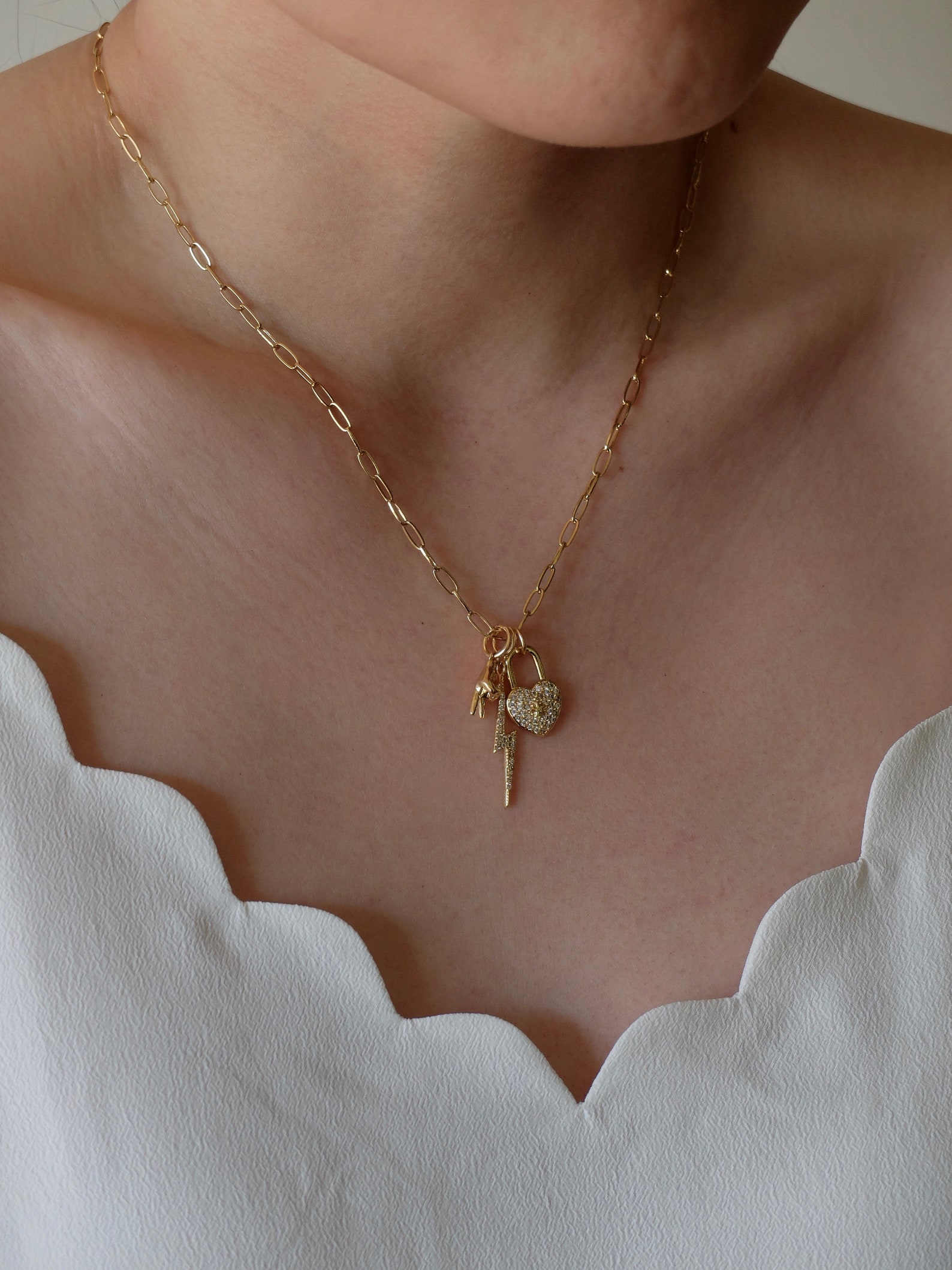 Gold Padlock Necklace Peace Sign Necklace 18K Gold Filled - Etsy